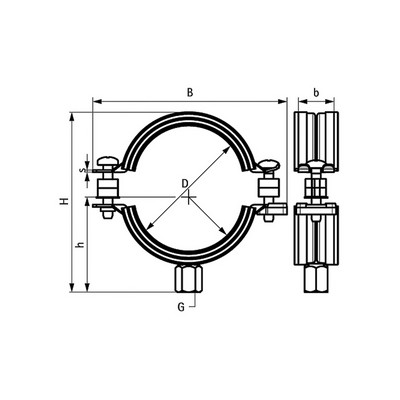 MyVink - Galvanised Steel Pipe Clamp with lining Green EPDM 32 mm