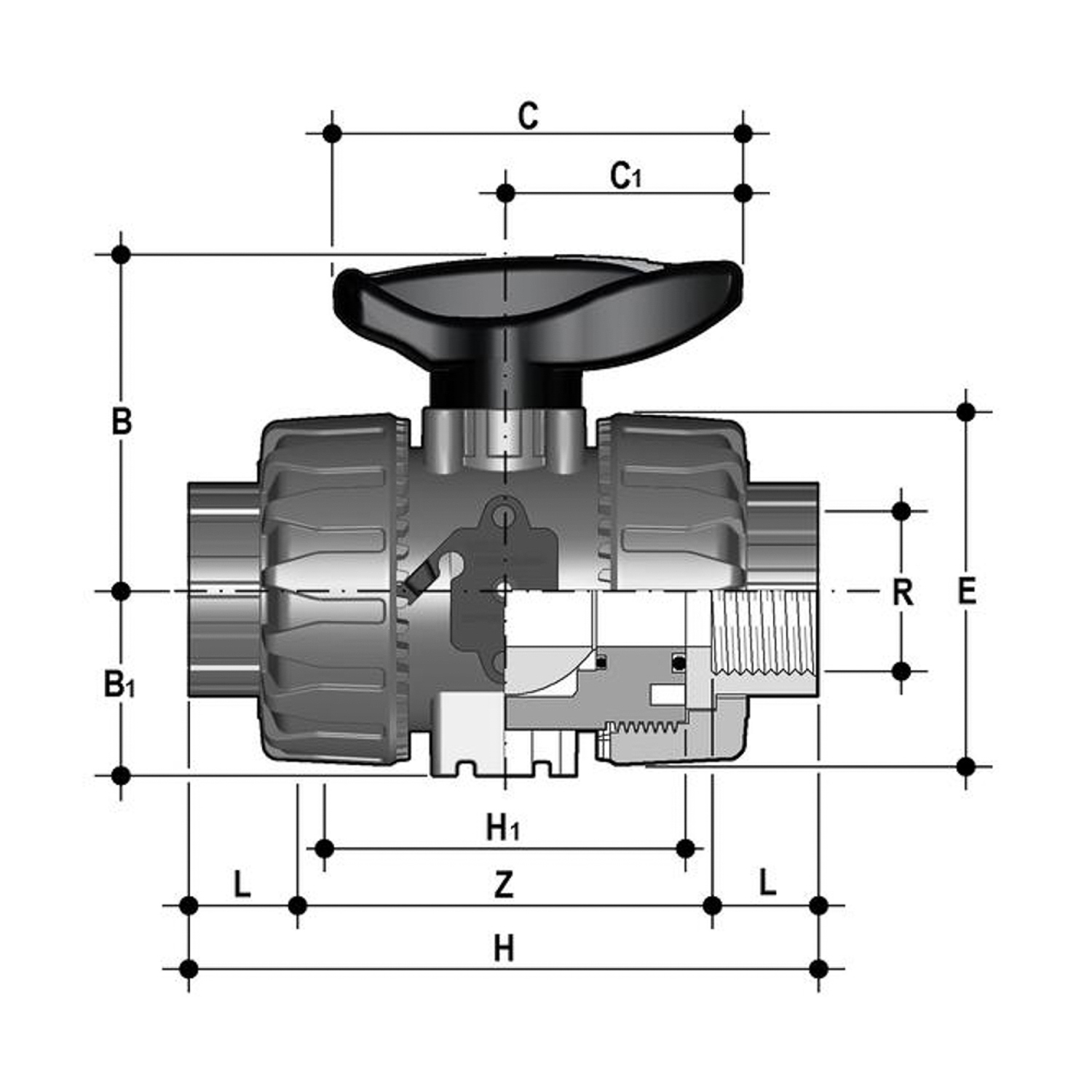 MyVink FIP VKDFM Ball Valve EPDM D 1 1 4 Dual Block PN10 Threaded