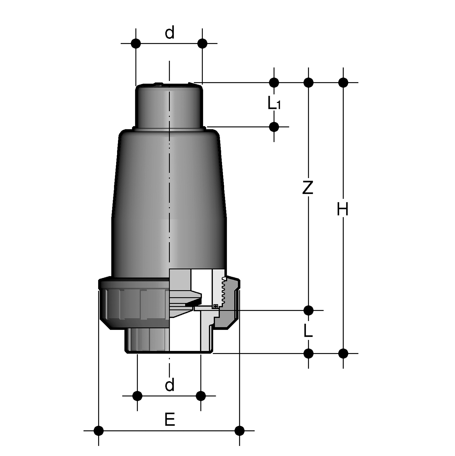 MyVink - FIP VZIV PVC-U Foot Valve EPDM Sealing PN16 d= 32 mm