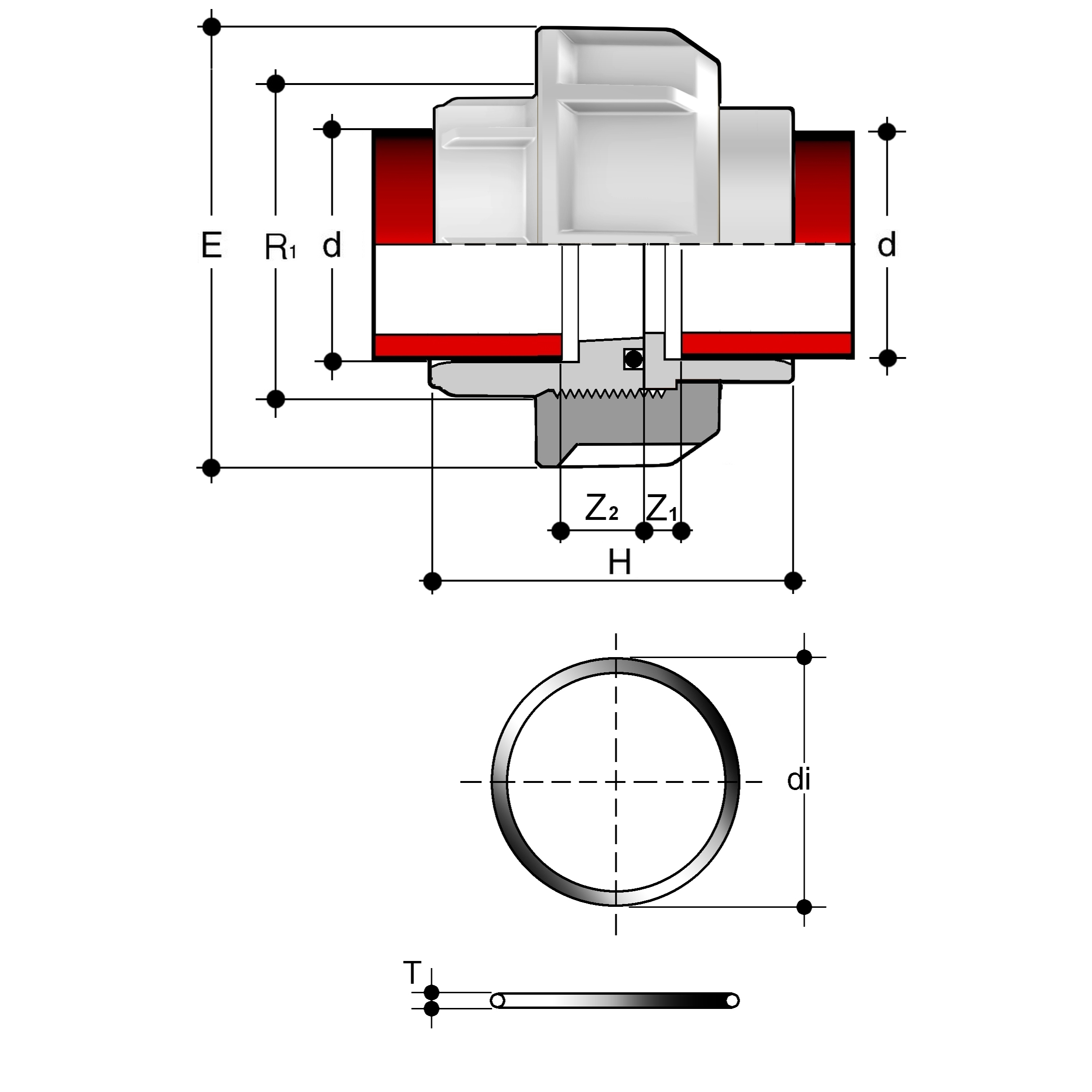 MyVink - FIP PVDF FPM 3 Part Socket Union BIGF PN16 d=25 mm